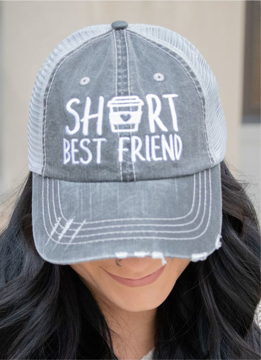SHORT BEST FRIEND COFFEE EMBROIDERED TRUCKER HAT – K.W. Apparel & Decor